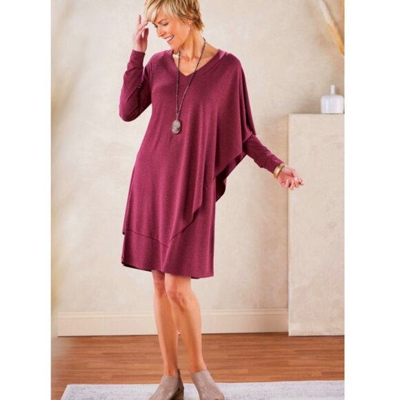 Soft Surroundings | Dresses | Soft Surroundings Burgundy Asymmetrical ...